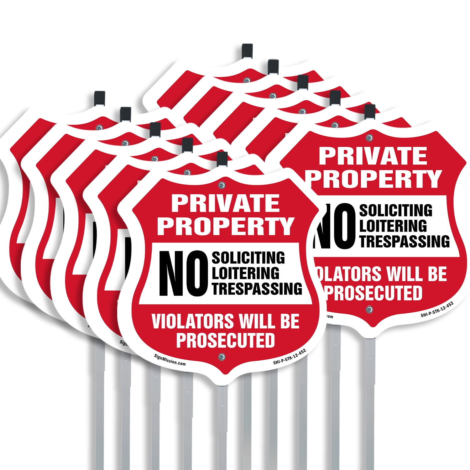 Private Property Shield Sign No Soliciting Loitering Trespassing ...