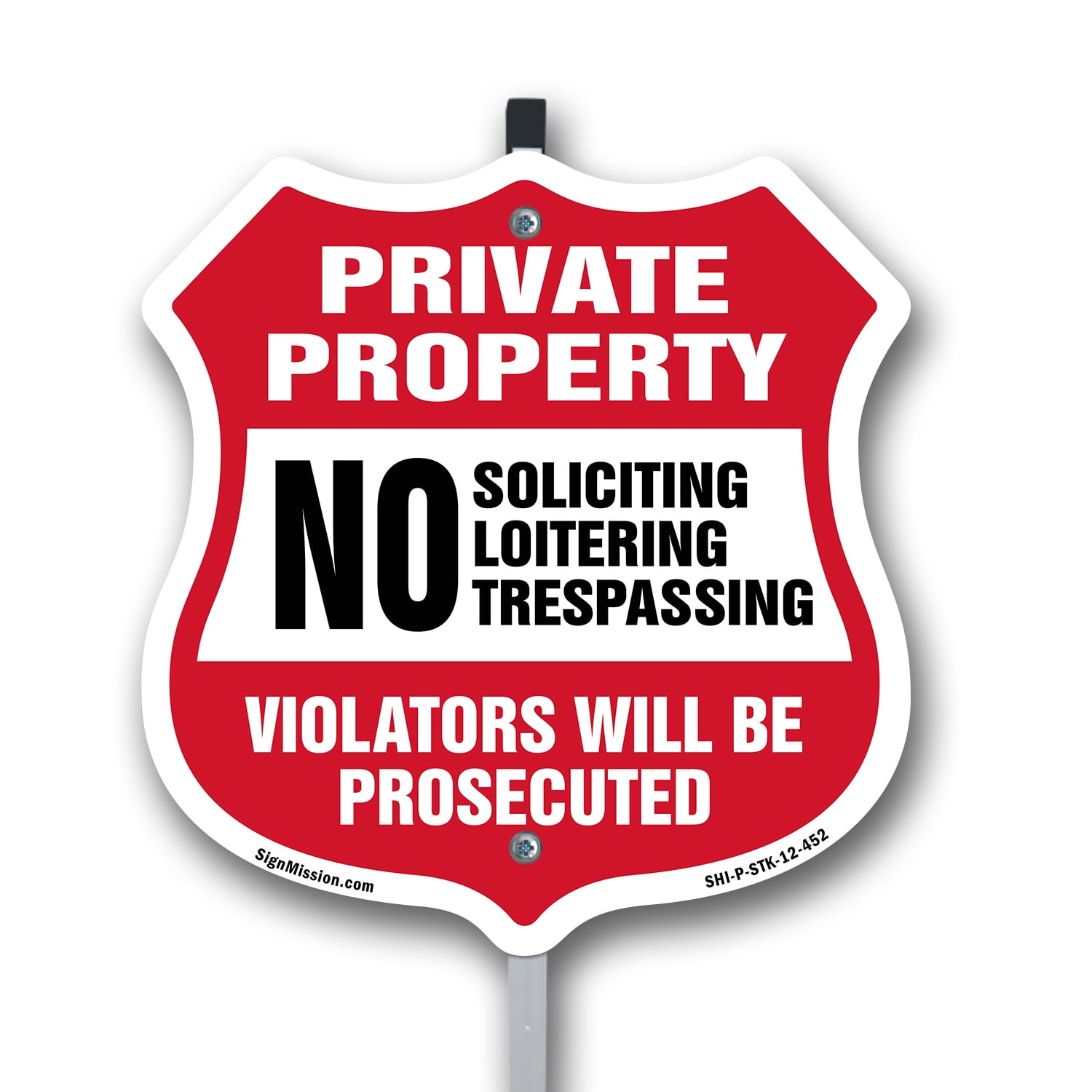 Private Property Shield Sign No Soliciting Loitering Trespassing ...