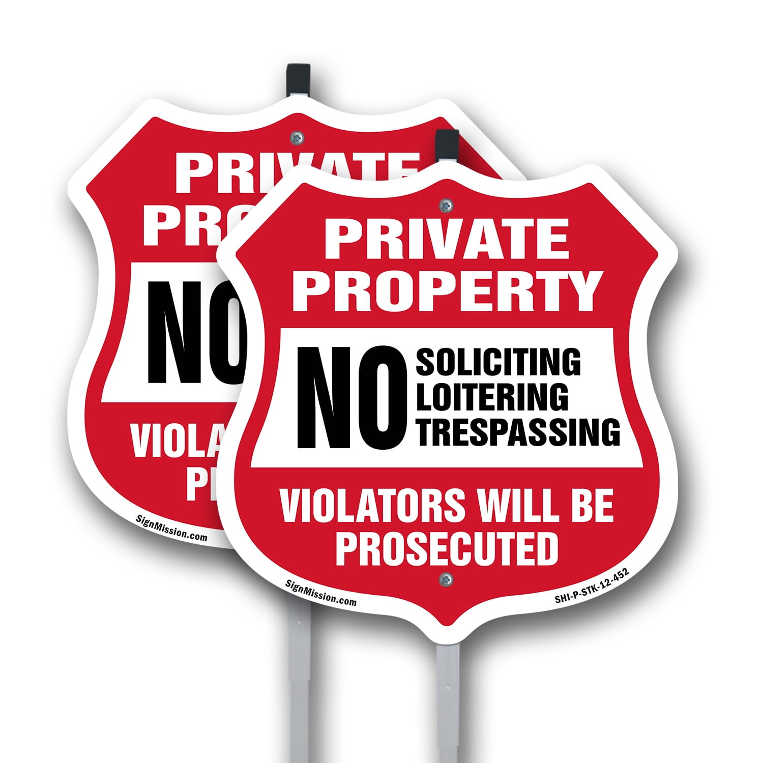 Private Property Shield Sign No Soliciting Loitering Trespassing ...