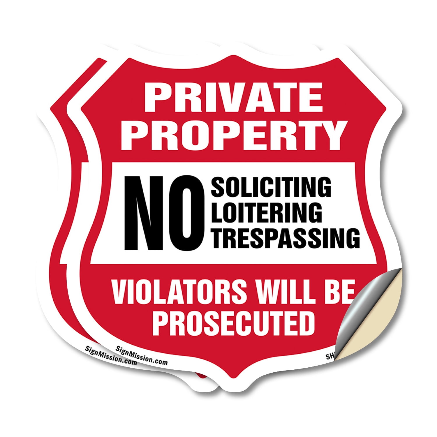 Private Property Shield Sign No Soliciting Loitering Trespassing ...