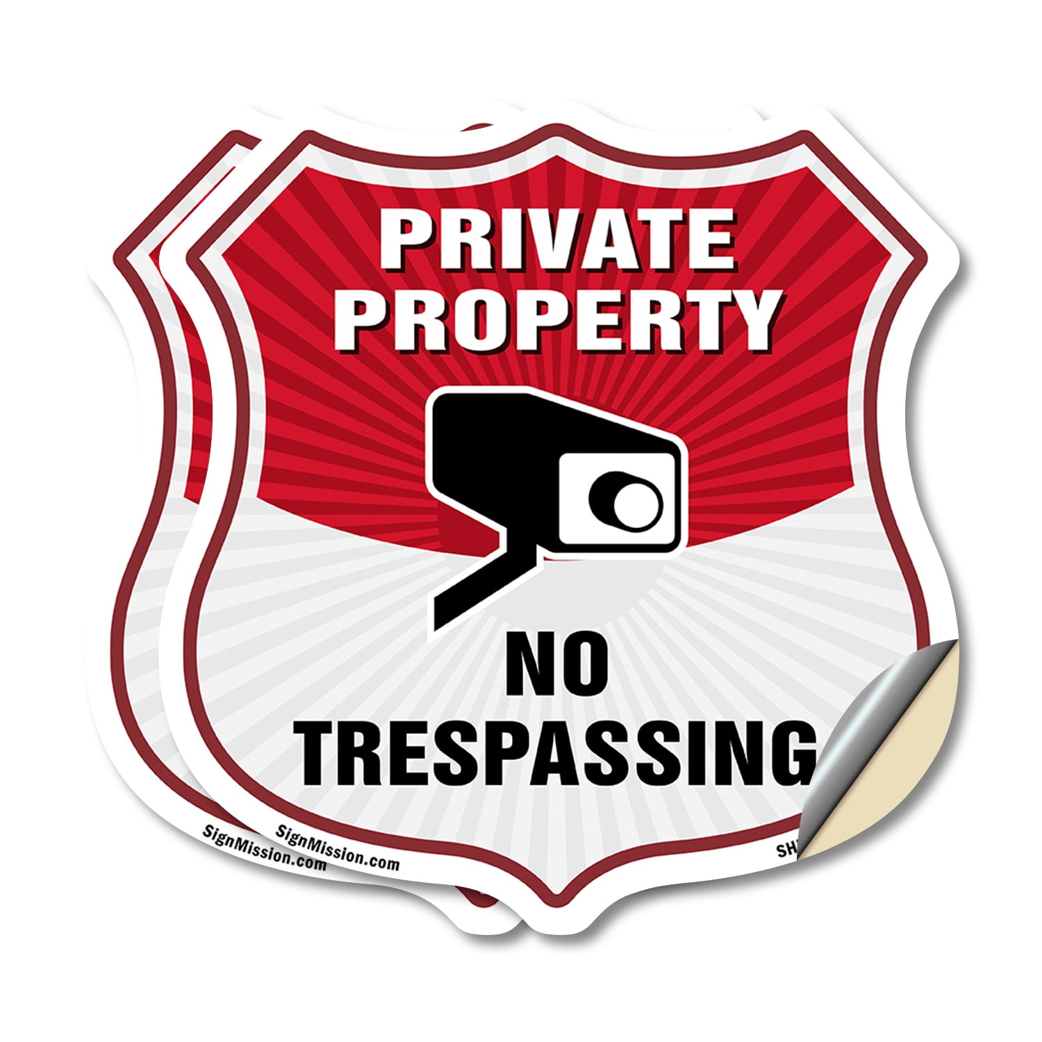 Private Property Shield Sign No Trespassing (2 Pack) 18 inch X 18 inch ...