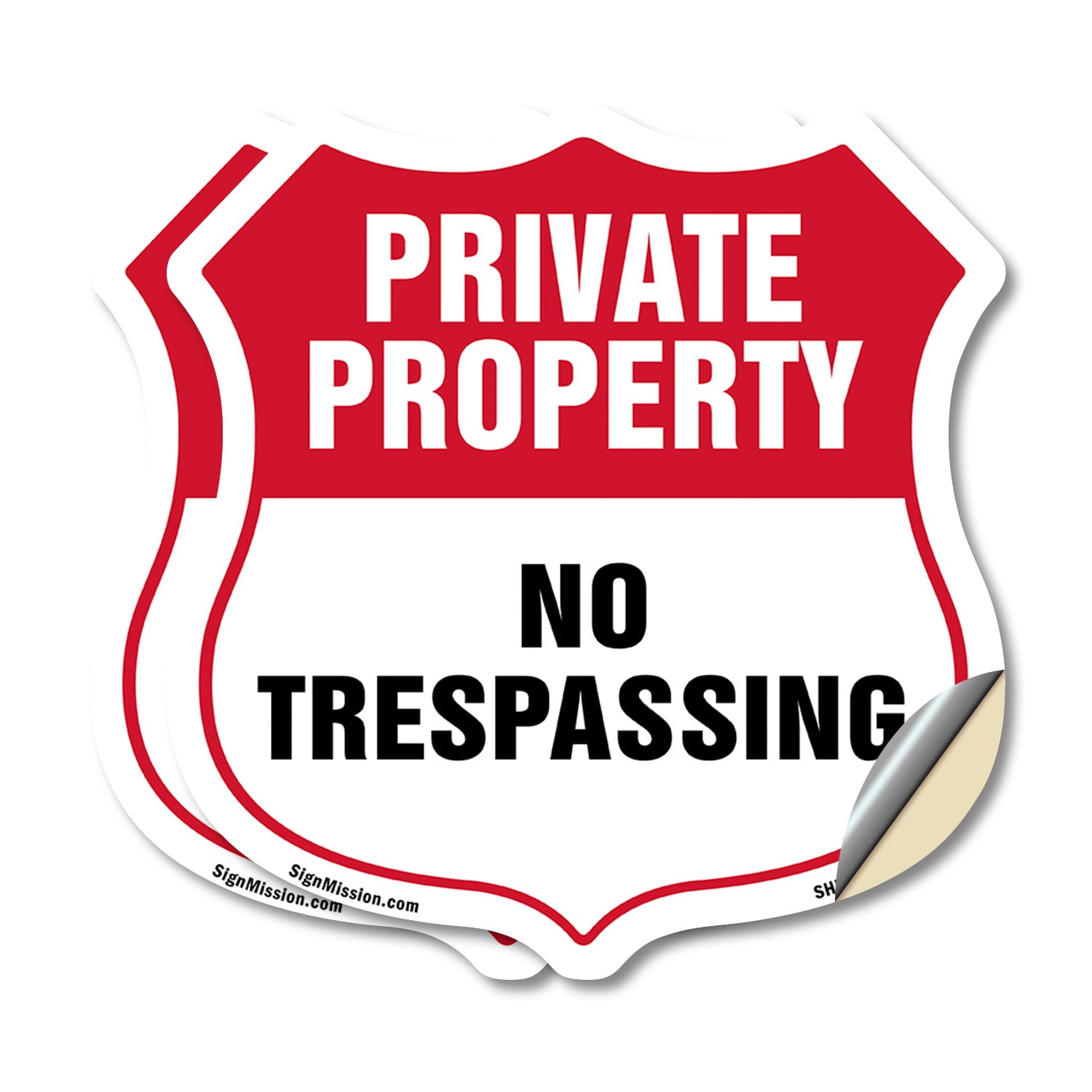 Private Property Shield Sign No Trespassing (2 Pack) 18 inch X 18 inch ...