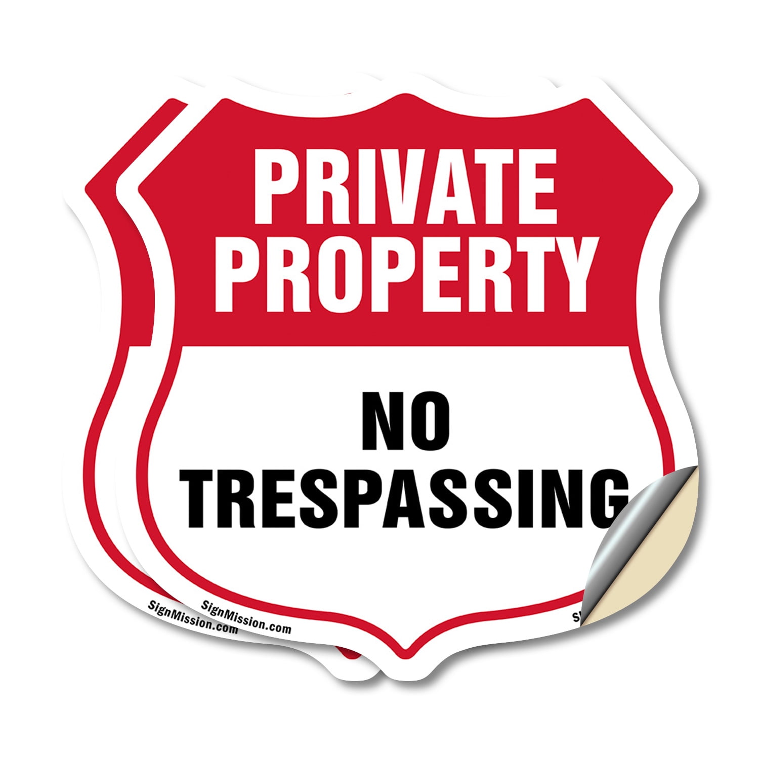 Private Property Shield Sign No Trespassing (2 Pack) 6 inch X 6 inch ...