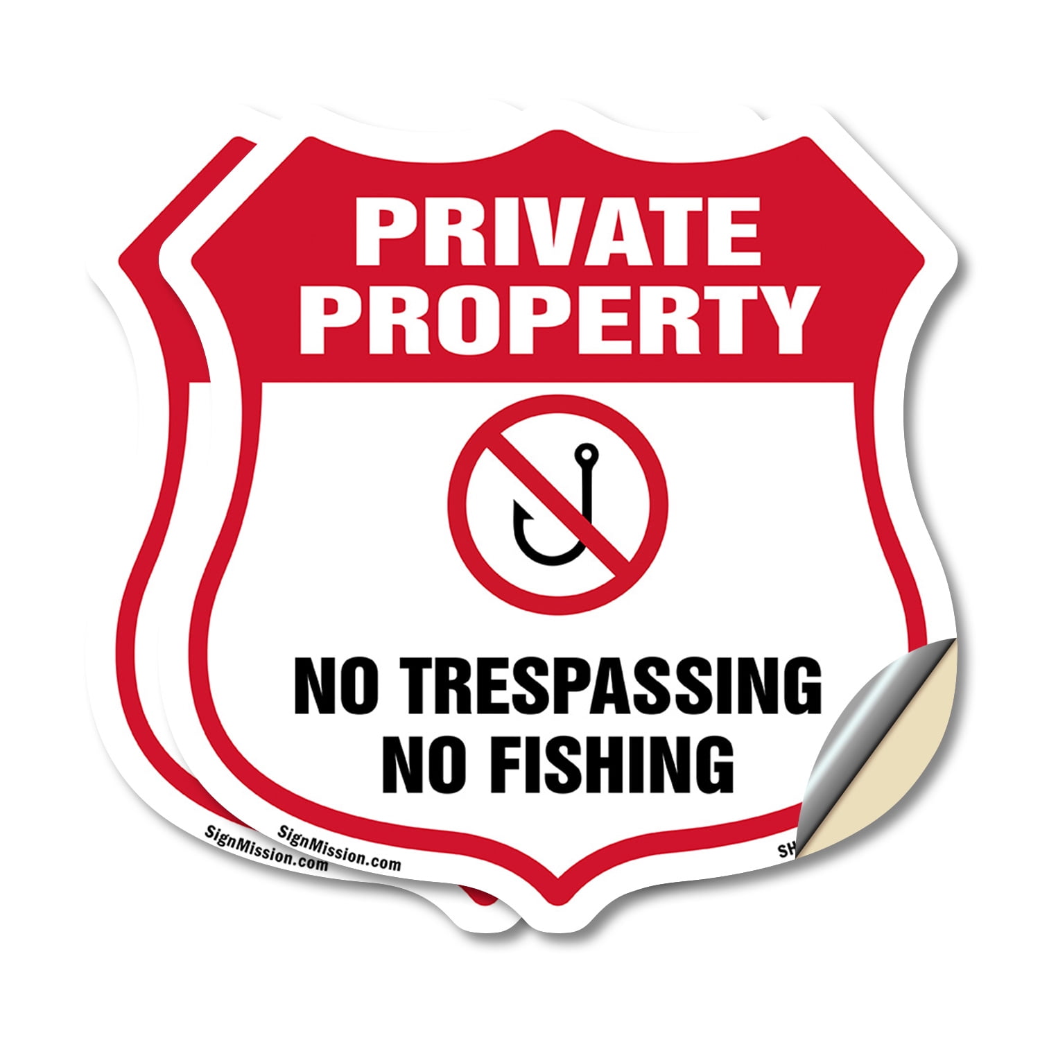 Private Property Shield Sign No Trespassing No Fishing (2 Pack) 12 inch ...