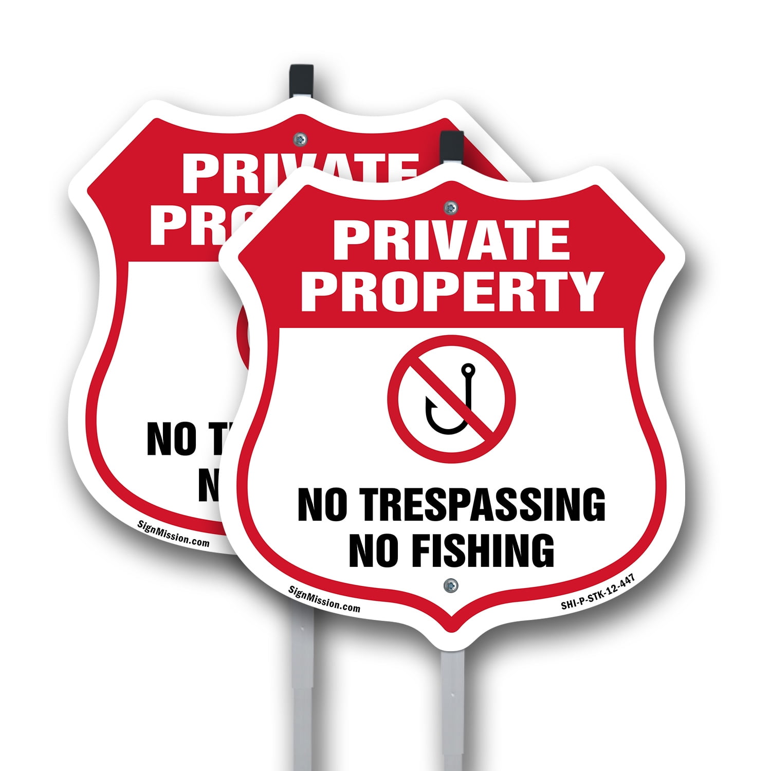 Private Property Shield Sign No Trespassing No Fishing (2 Pack) 12 inch ...