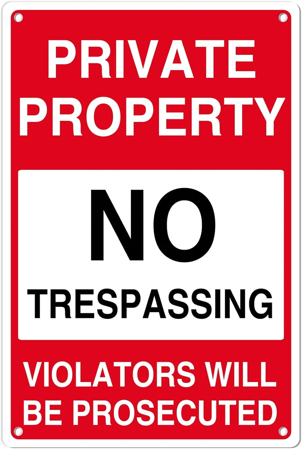 Private Property Sign,No Trespassing Aluminum Warning Sign Outdoor Use ...