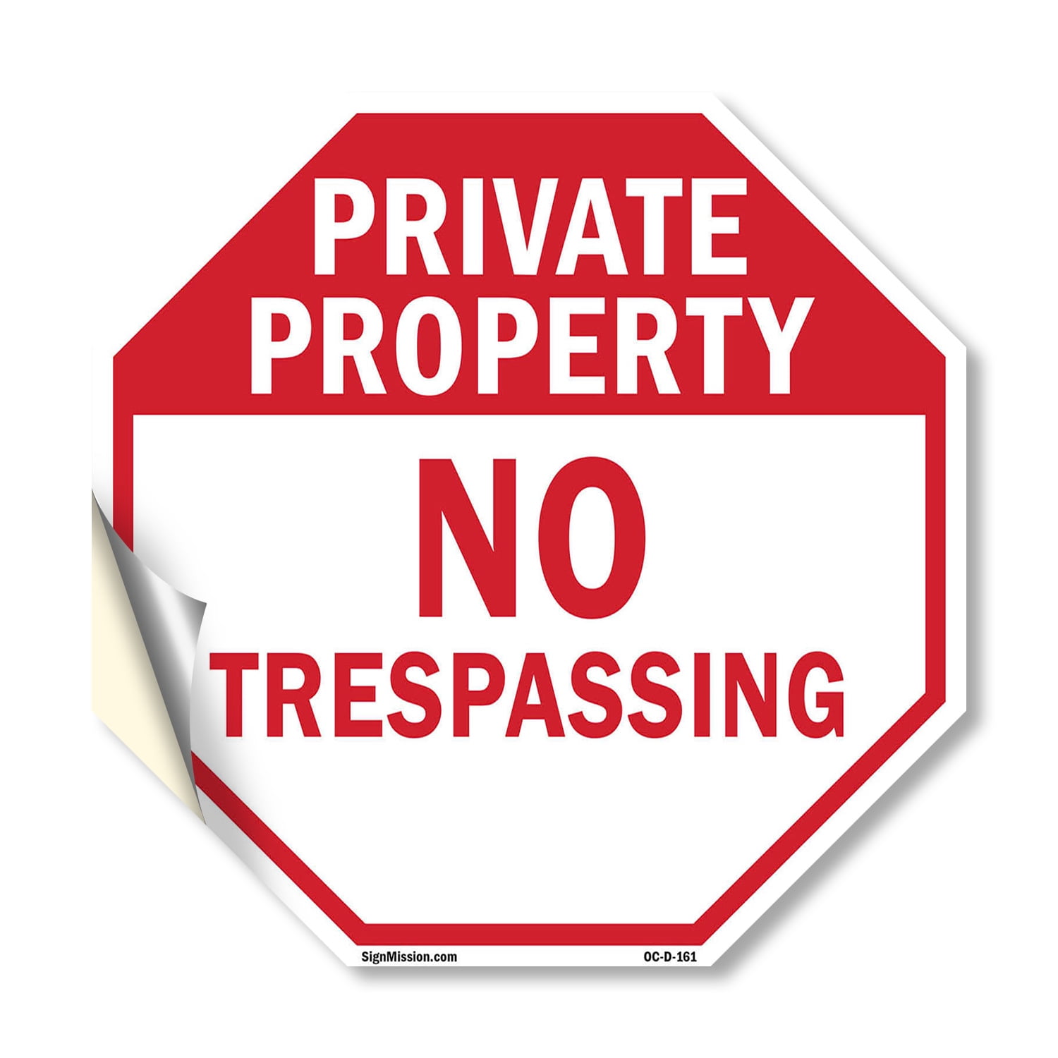 Private Property No Trespassing 10 inch X 10 inch Octagon Vinyl Label ...