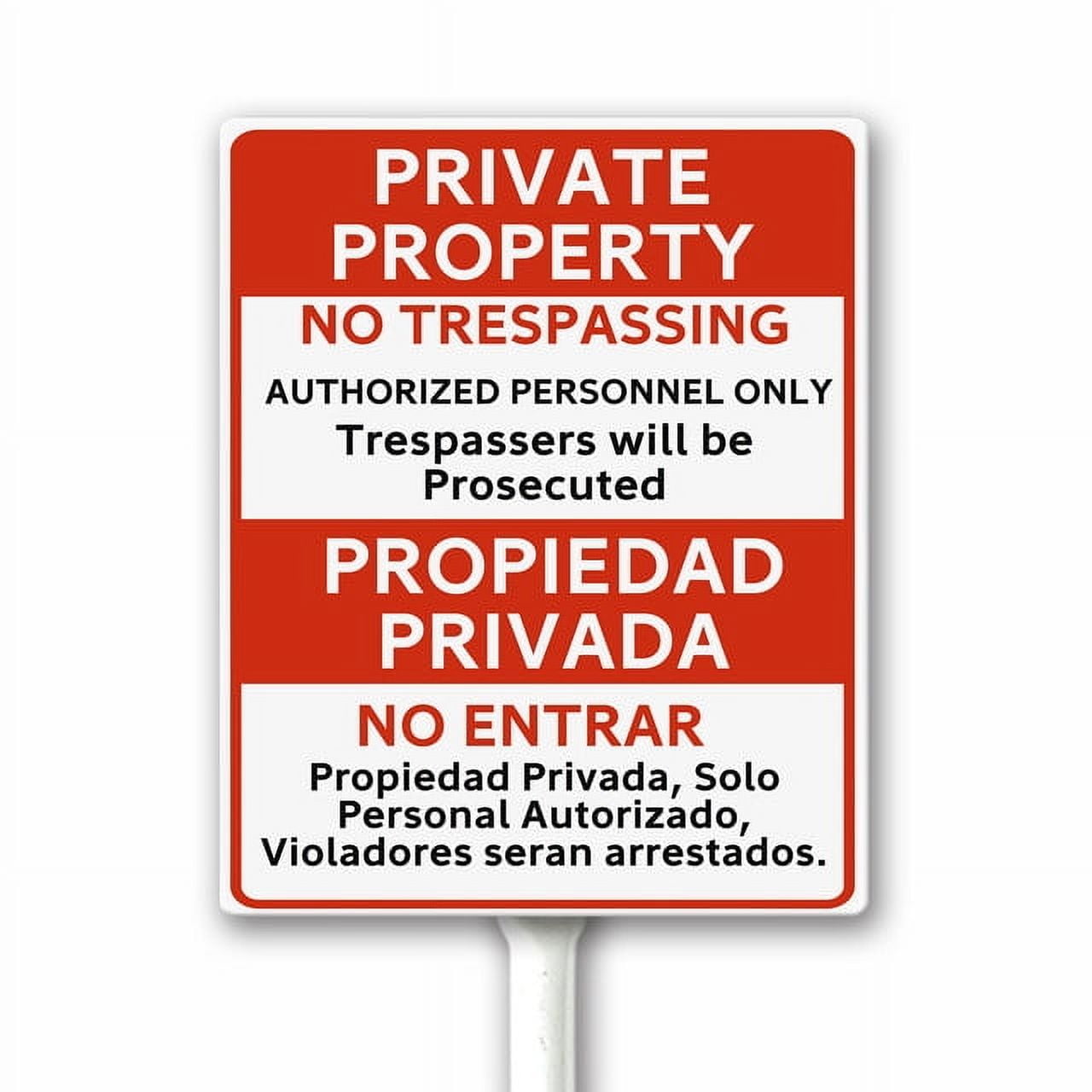 Private Property - No Trespassing" Bilingual Sign Spanish Outdoor Sign ...