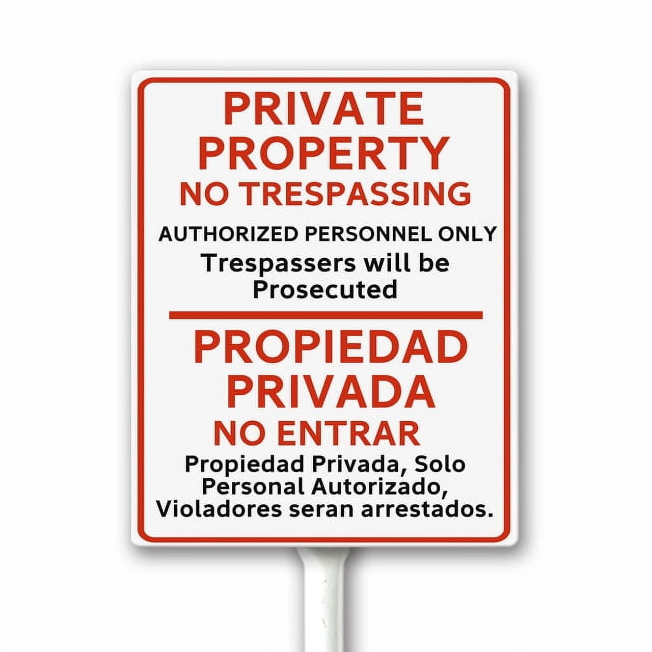 Private Property - No Trespassing" Bilingual Sign Spanish Outdoor Sign ...