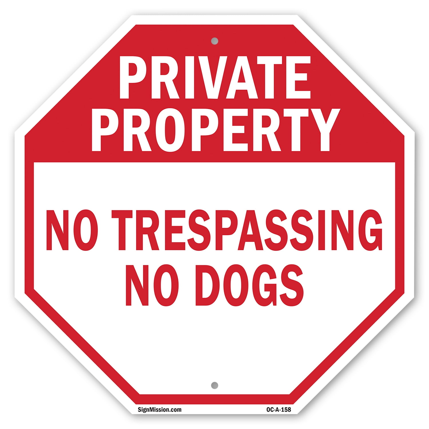 Private Property No Trespassing No Dogs 10 inch X 10 inch Octagon ...