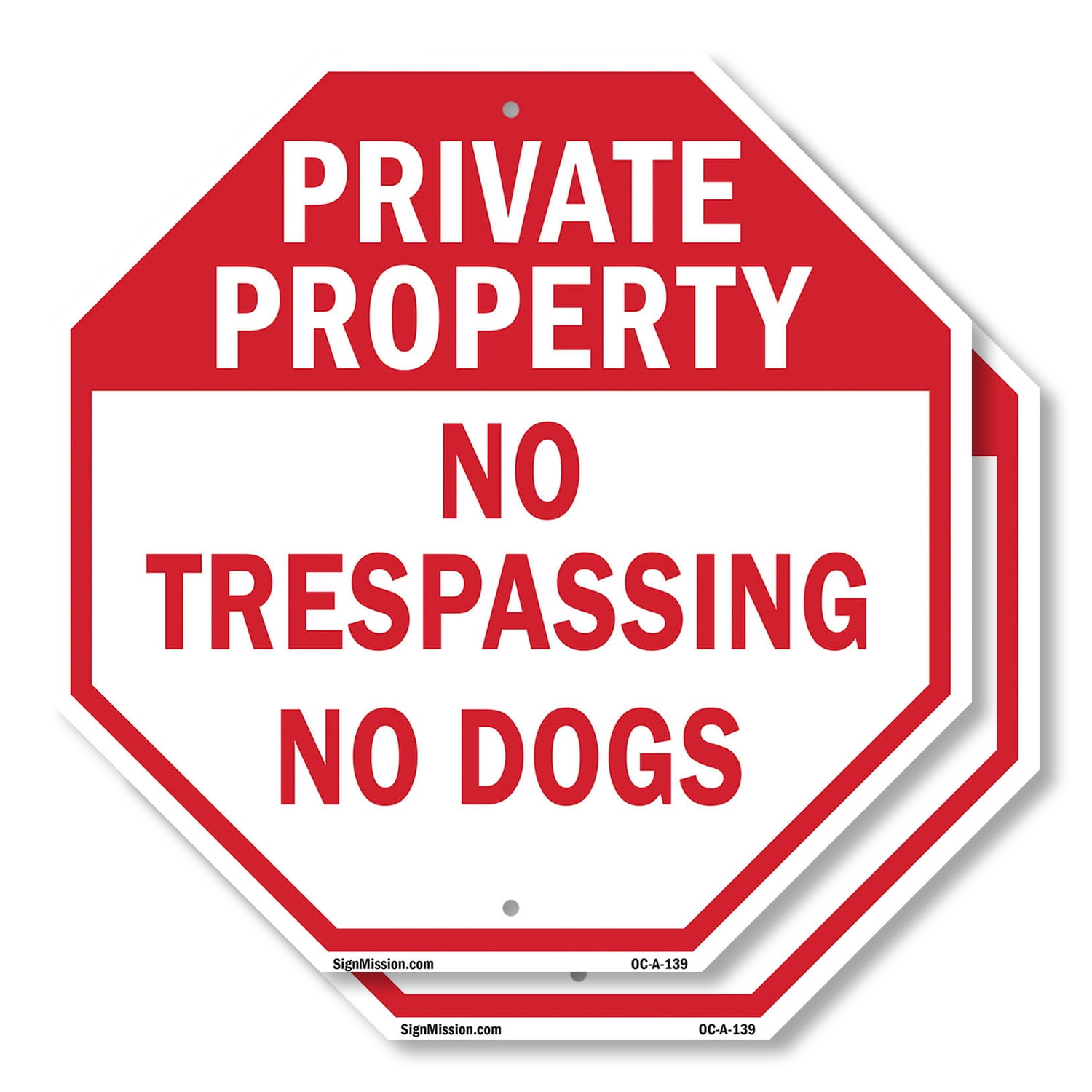 Private Property No Trespassing No Dogs (2 Pack) 18 inch X 18 inch ...