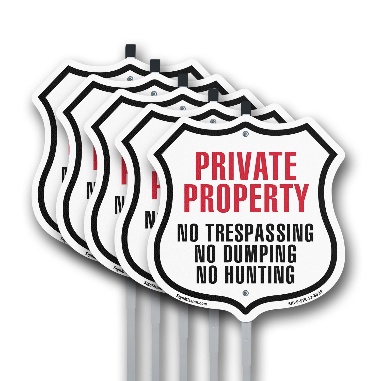Private Property No Trespassing No Dumping No Hunting (5 Pack) 12 inch ...