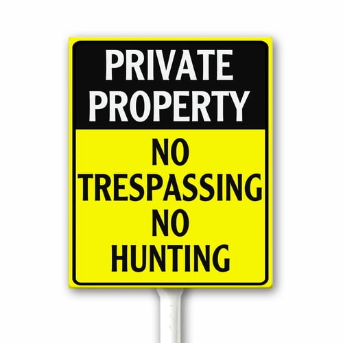 Private Property No Trespassing No Hunting Metal Sign Yellow Outdoor ...