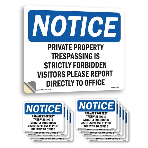 Private Property Trespassing Is Strictly OSHA Notice Vinyl Decal Label ...