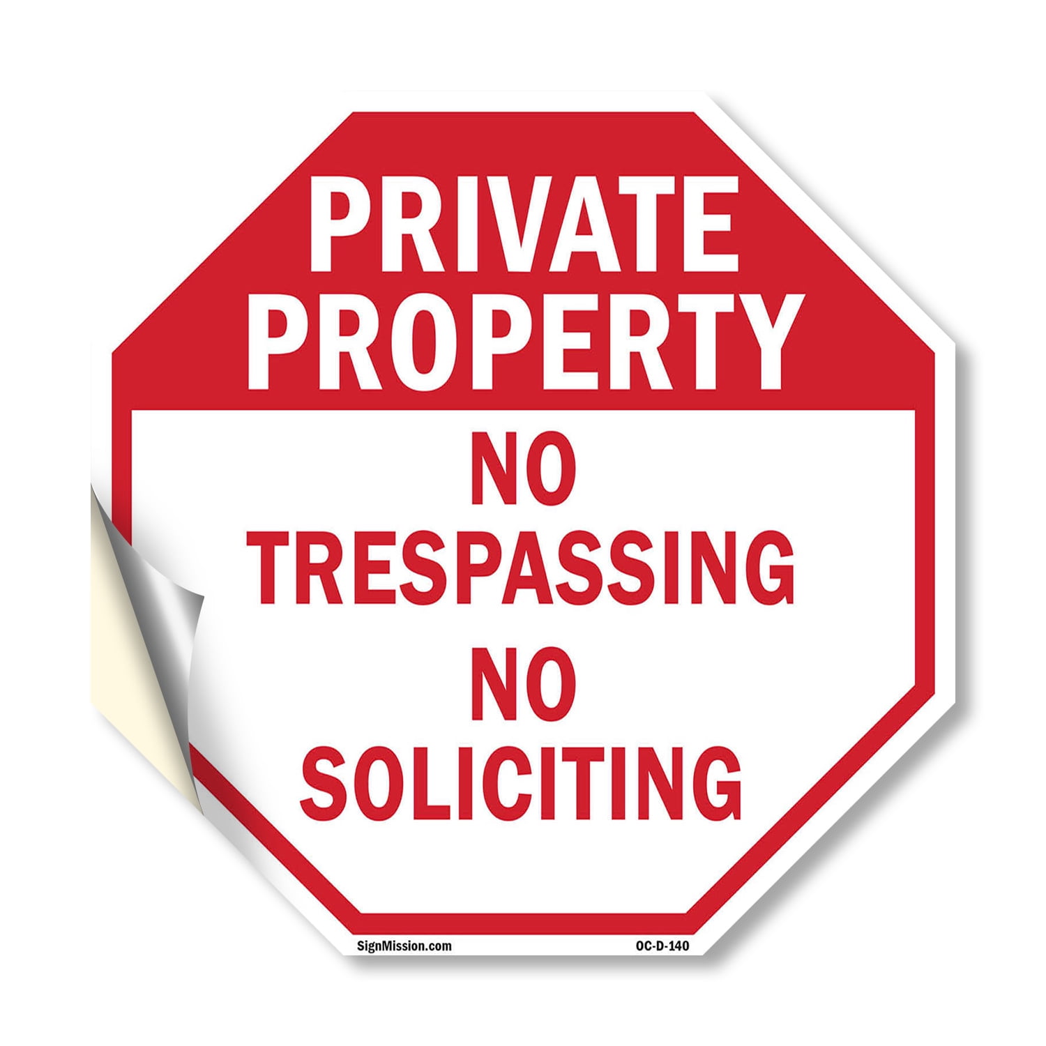 Private Property No Trespassing No Soliciting 10 inch X 10 inch Octagon ...