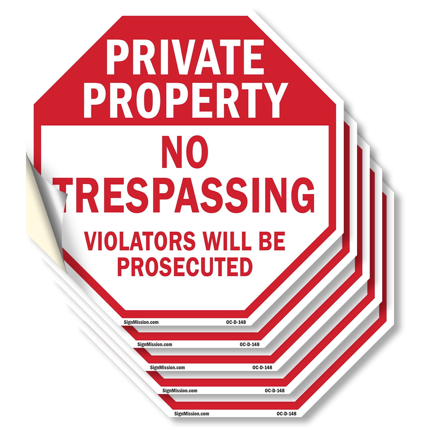 Private Property No Trespassing Violators Will Be Prosecuted (5 Pack) 4 ...