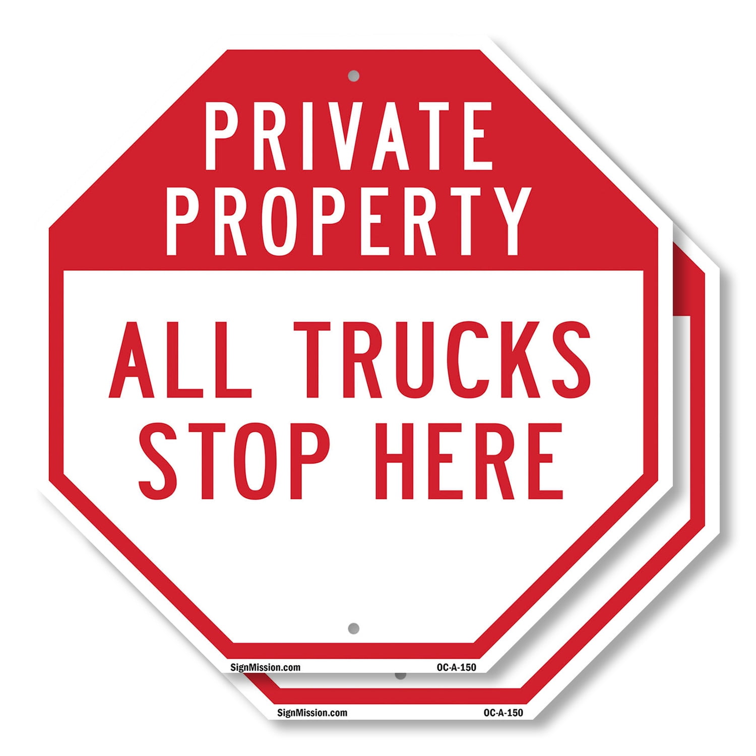 Private Property All Trucks Stop Here (2 Pack) 18 inch X 18 inch ...