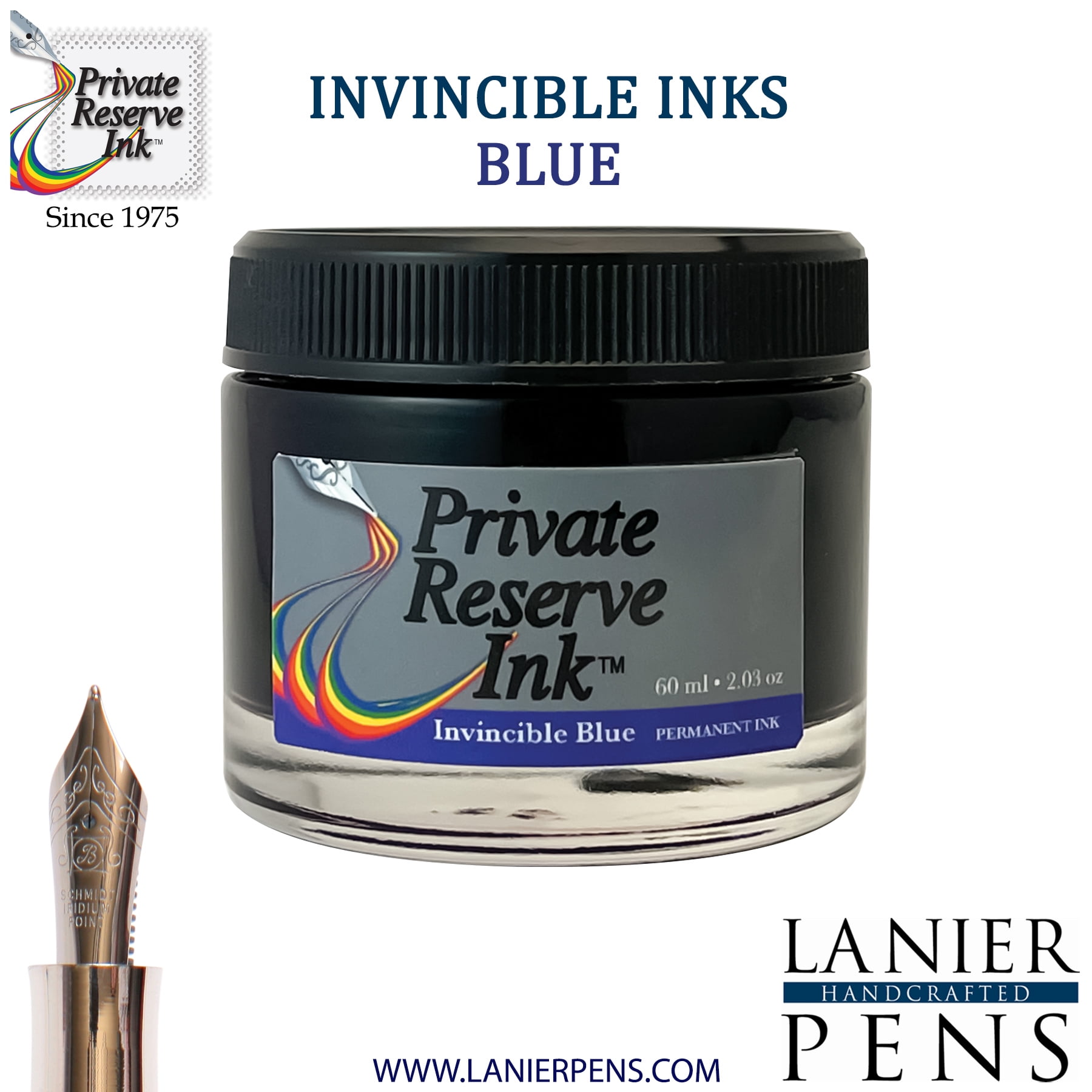 Private Reserve Ink, 60ML Fountain Pen Ink Bottle – Invincible Blue ...