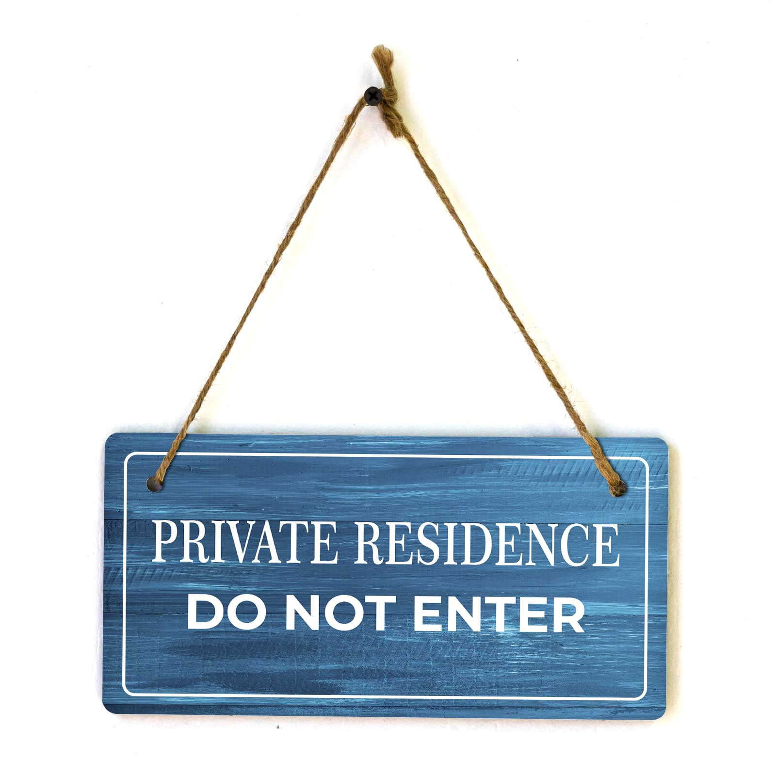 Private Residence Do Not Enter | Rustic Dark Blue Wood 5 x 10" Hanging ...