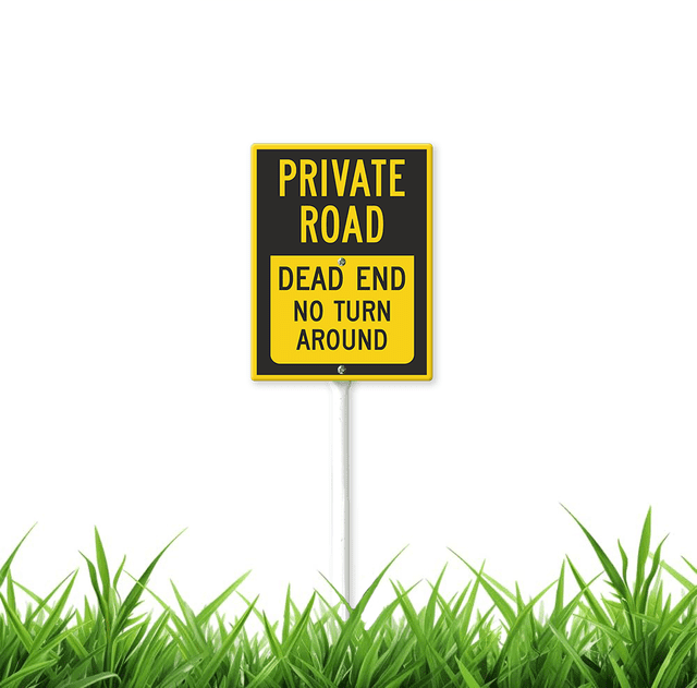 Private Road Yard Sign Dead End, No Turn Around Sign with Stake 4.6x6 ...