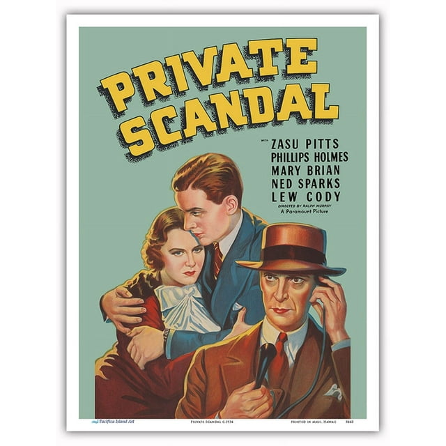 Private Scandal - Starring Zasu Pitts Phillips Holmes - Vintage Film Movie Poster c.1934 ...