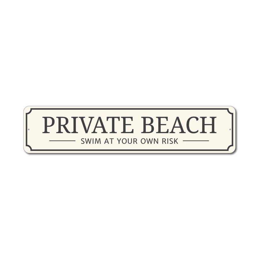 Private Sign Private Beach Sign Entrance Metal Decor Sign Size: 4 x 16 ...