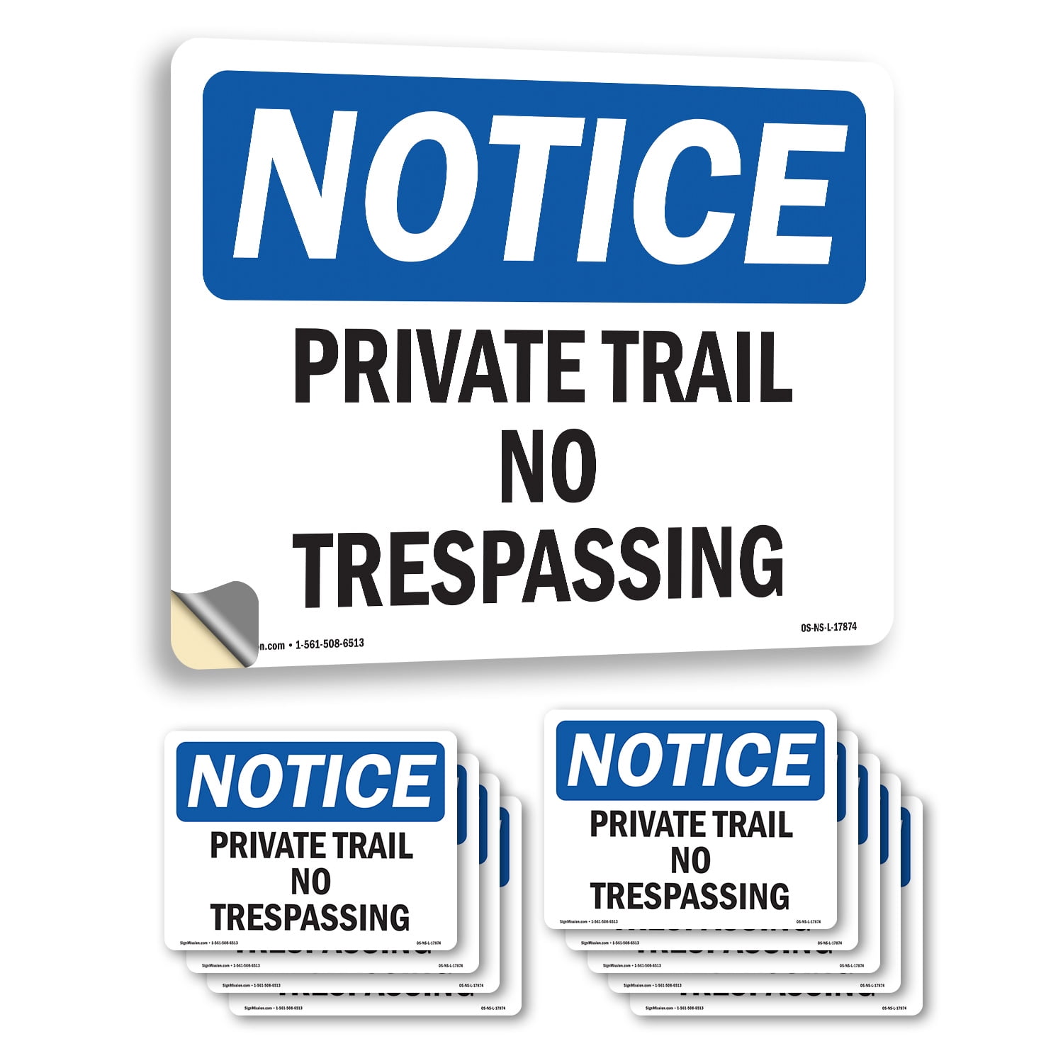 Private Trail No Trespassing OSHA Notice Vinyl Decal Label 24 Inch x 18 ...