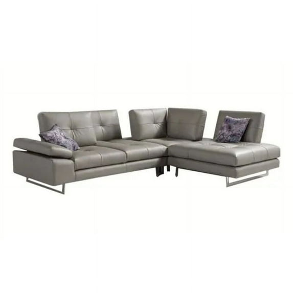 Prive Leather Sectional Sofa, Gray, Left Hand Facing Chaise - Walmart.com