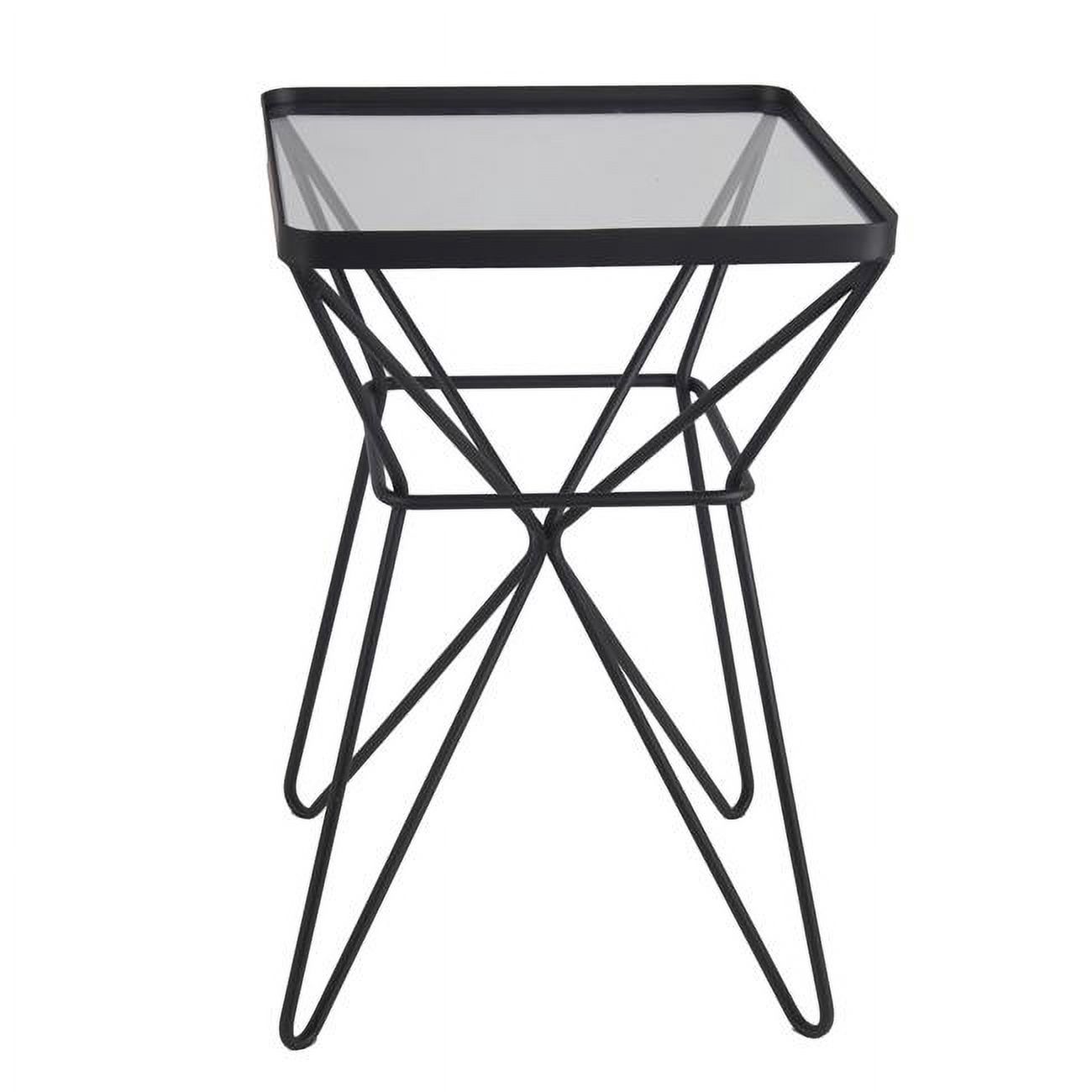 Privilege 71391 Square Metal Accent Table with Smoked Glass Top, Black ...