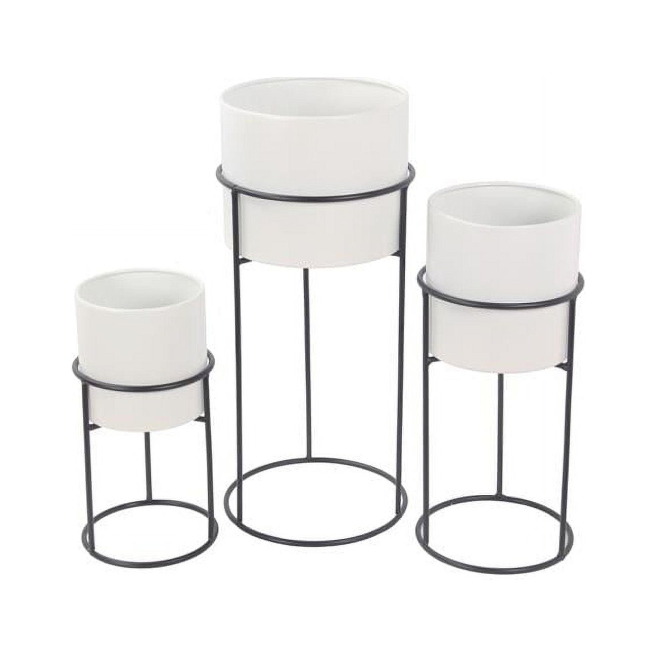 Privilege Transitional Metal Planters in White and Black (Set of 3 ...