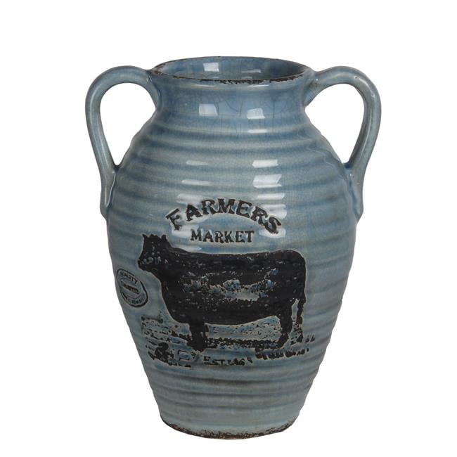 Privilege Transitional Ceramic vase With Blue Finish 78186 - Walmart.com
