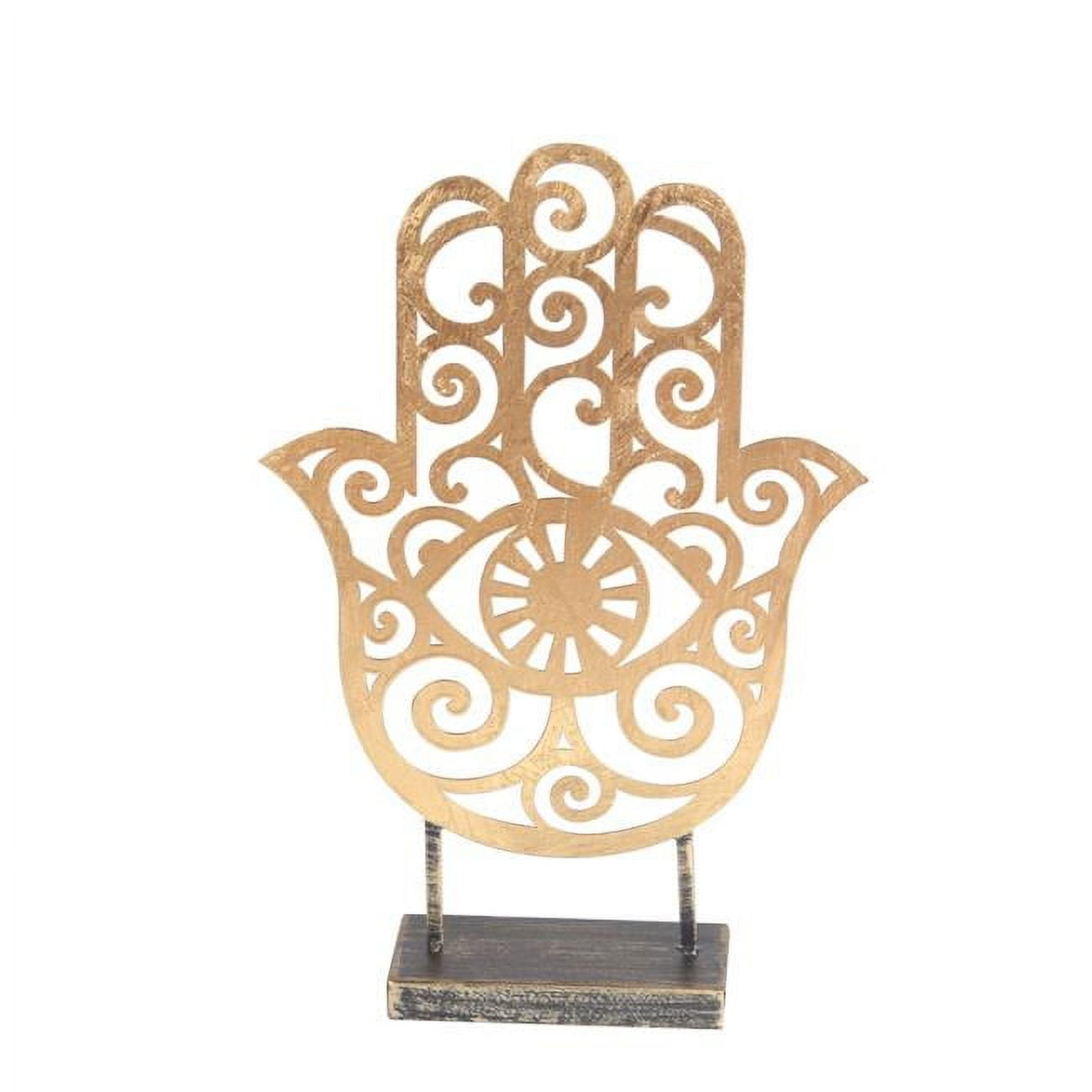 Privilege Transitional Farmhouse Metal Hamsa Table Decor in Gold ...