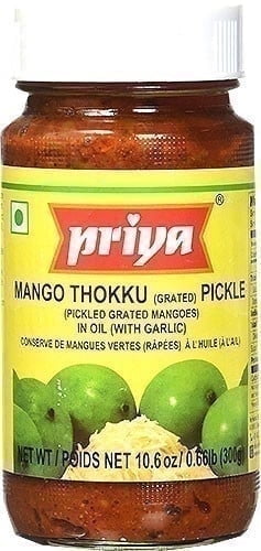 Priya Thokku (Shredded) Mango Pickle with Garlic 300 gm bottl Pack of 2 ...