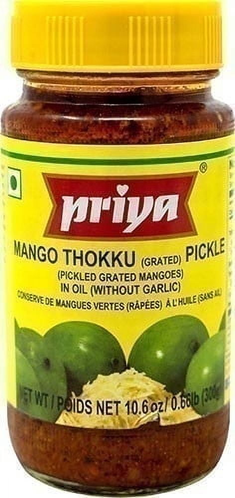 Priya Thokku (Shredded) Mango Pickle without Garlic 300 gm bottle ...