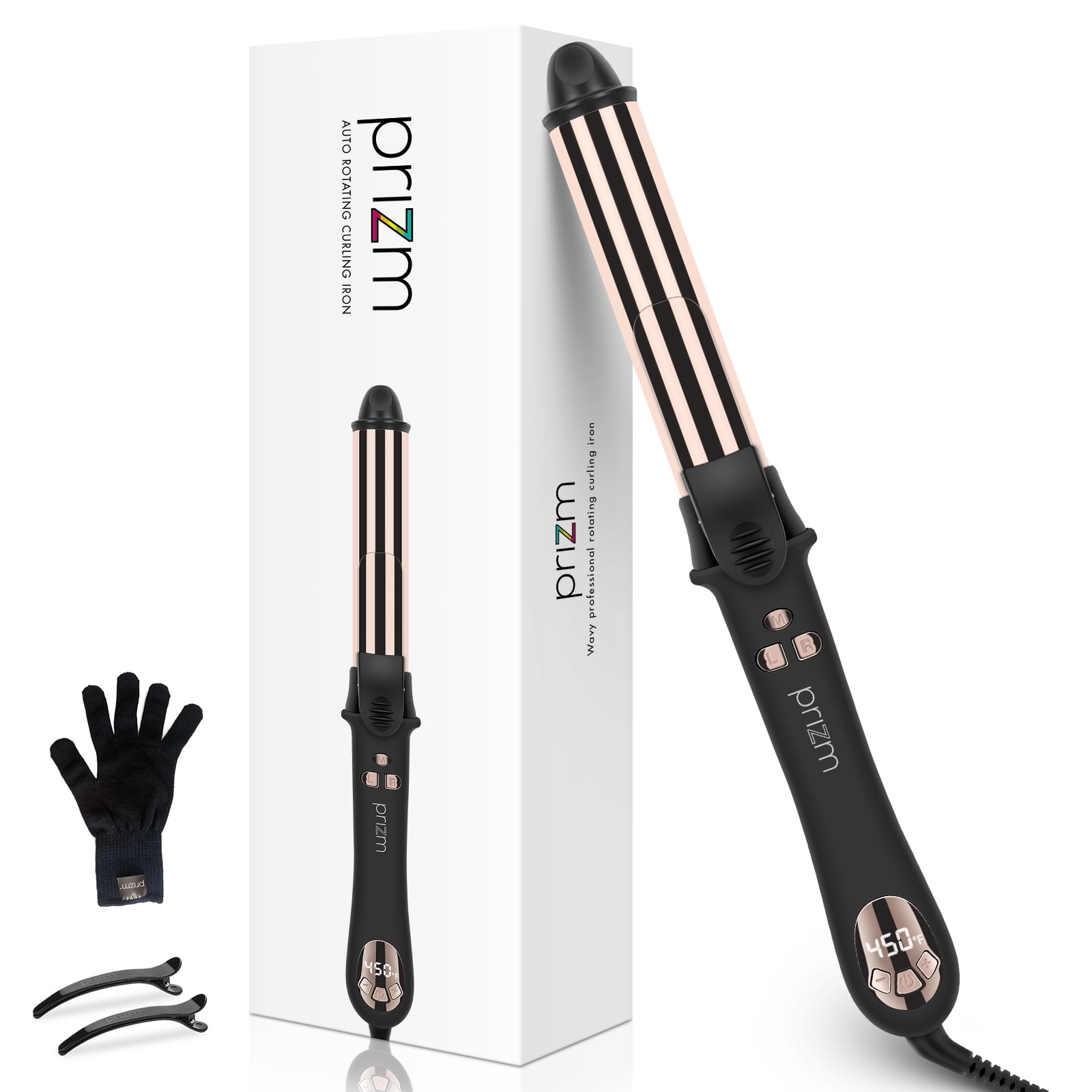 Prizm 1.25 inch Wavy Professional Rotating Curling Iron, Nano Titanium ...