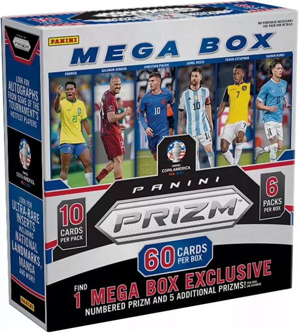 Prizm Panini Copa America Soccer Trading Card MEGA Box (6 Packs ...