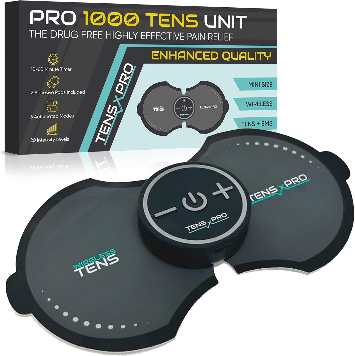 Pro 1000 Wireless Tens Unit for Pain Relief - Mini Massager Portable ...