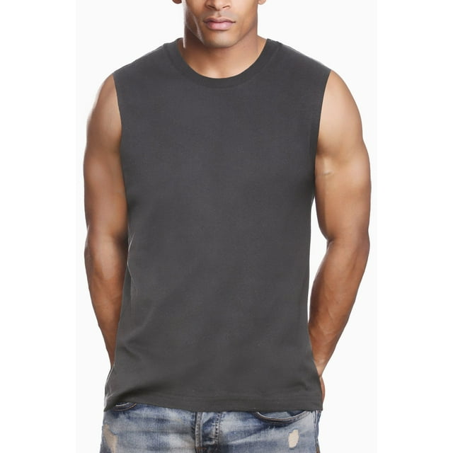 Pro 5 Men's Sleeveless Muscle Tank Top T-Shirt, Dark Grey, Medium ...