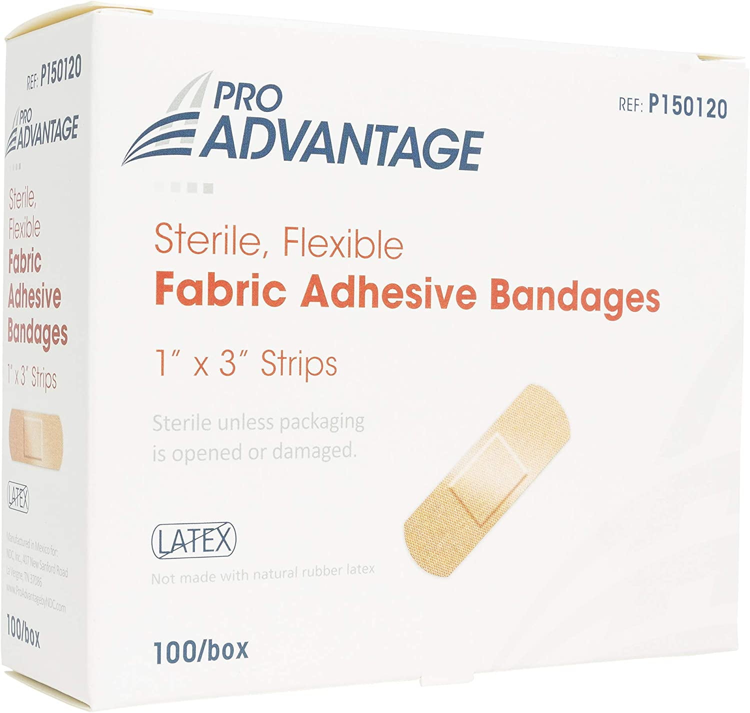 Pro Advantage P150120 Adhesive Bandage Strips 1 in. x 3 in. (3 Boxes of ...