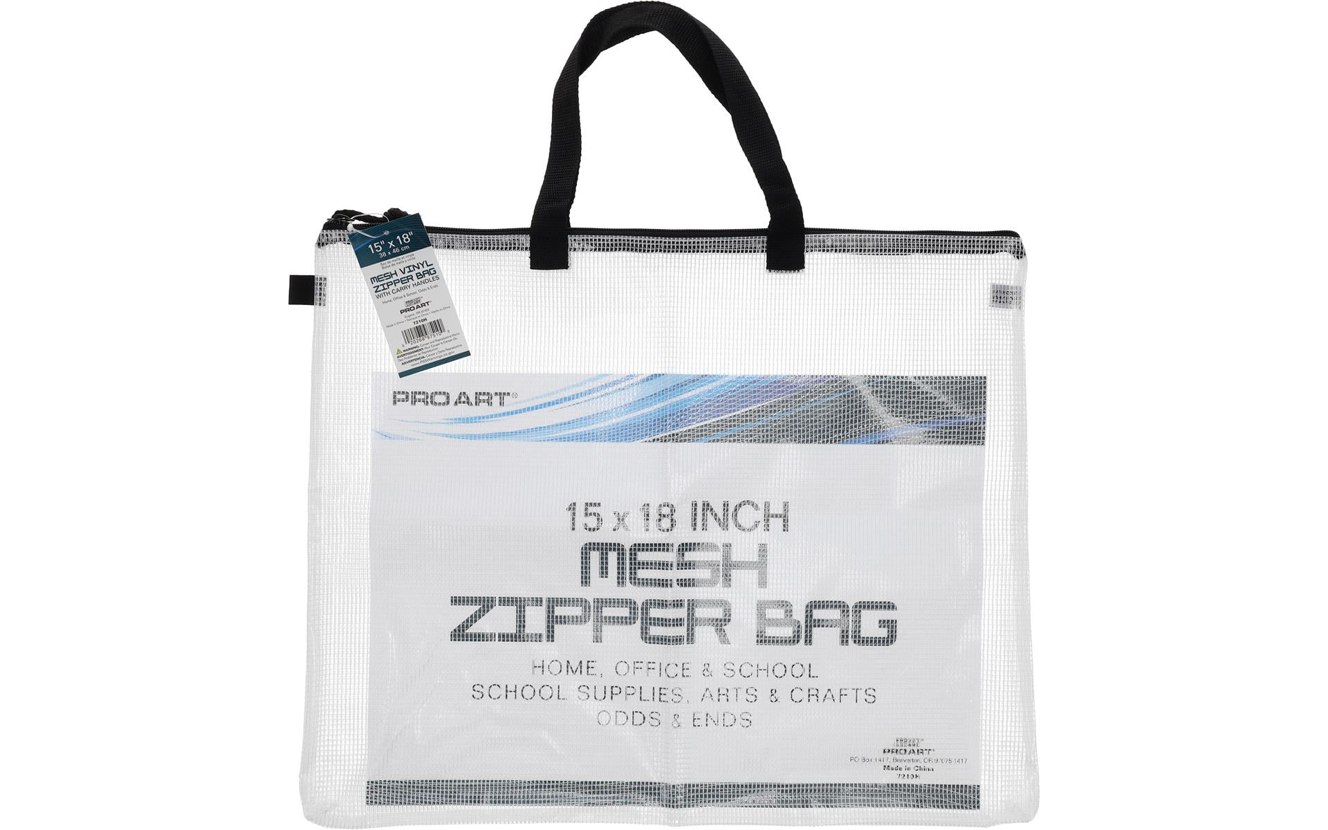 Pro Art Mesh & Vinyl Zipper Bag with Handle 15"x18", Mesh Zipper Pouch ...