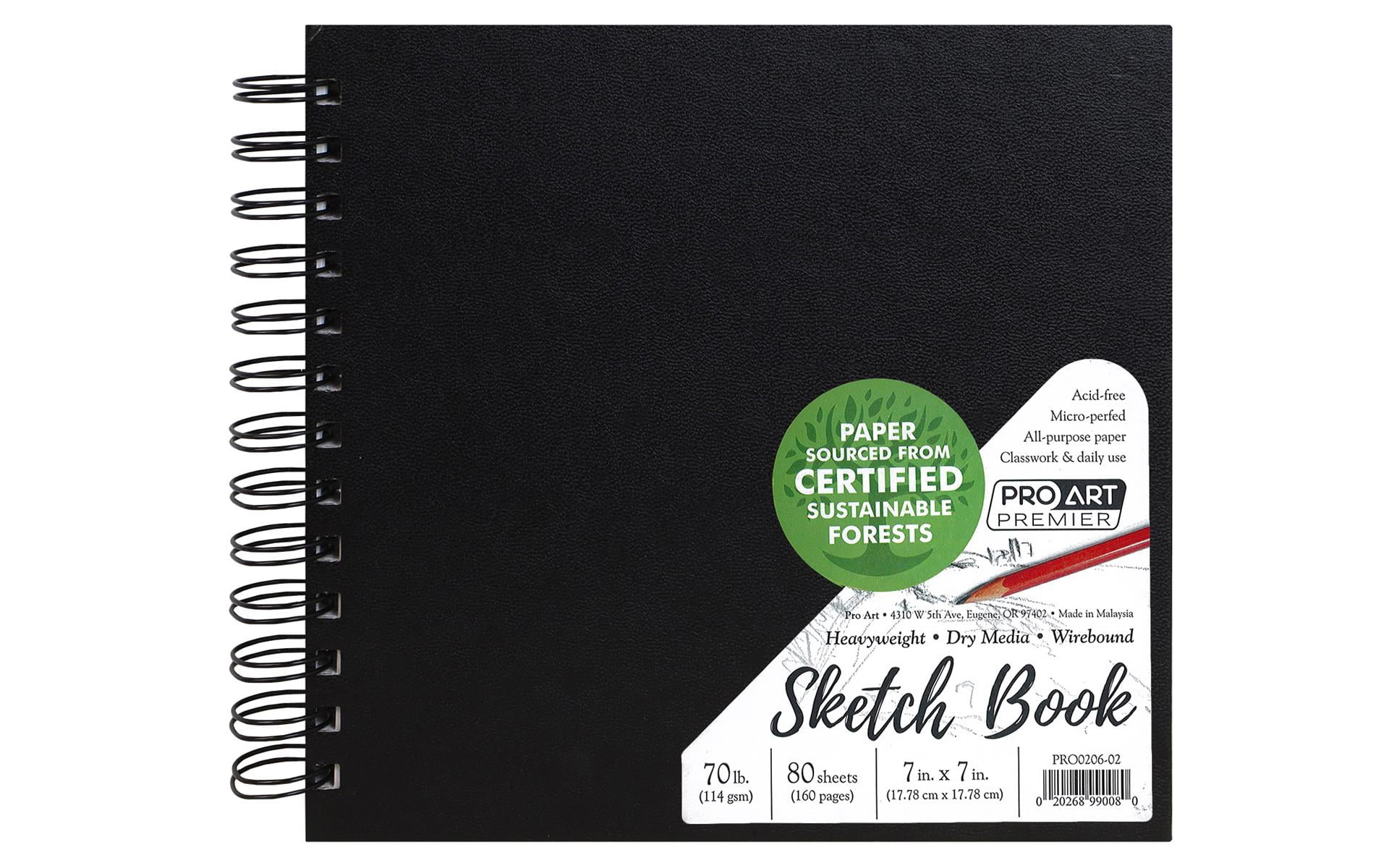 Pro Art Premium Sketch Book 7"x7" 80 sheets, 70#, Wire, Sketch Book ...