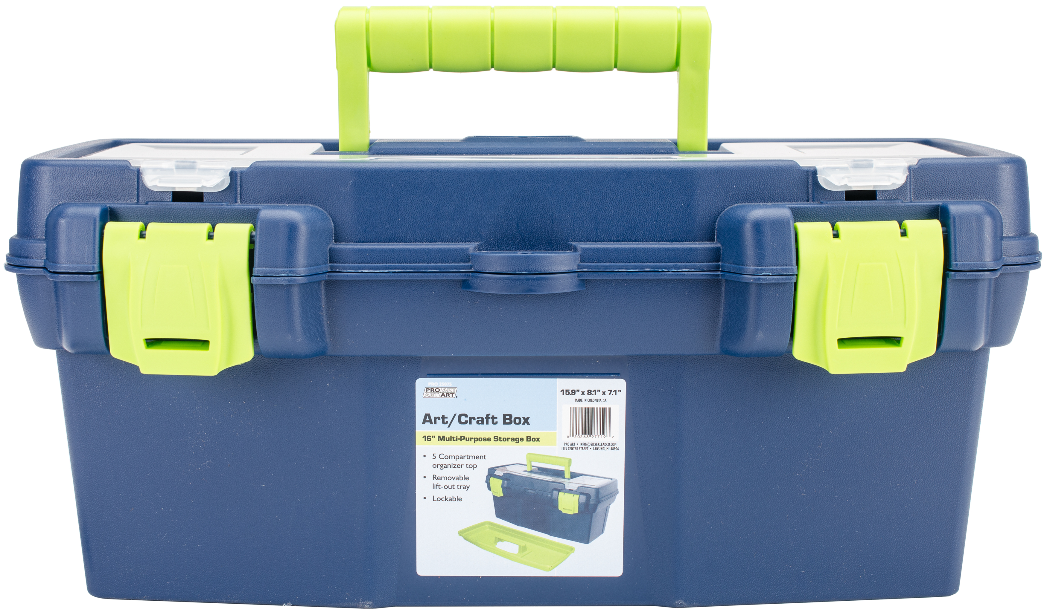Pro Art Storage Box W/Organizer Top-15.9"X8"X7" Blue & Green - Walmart.com