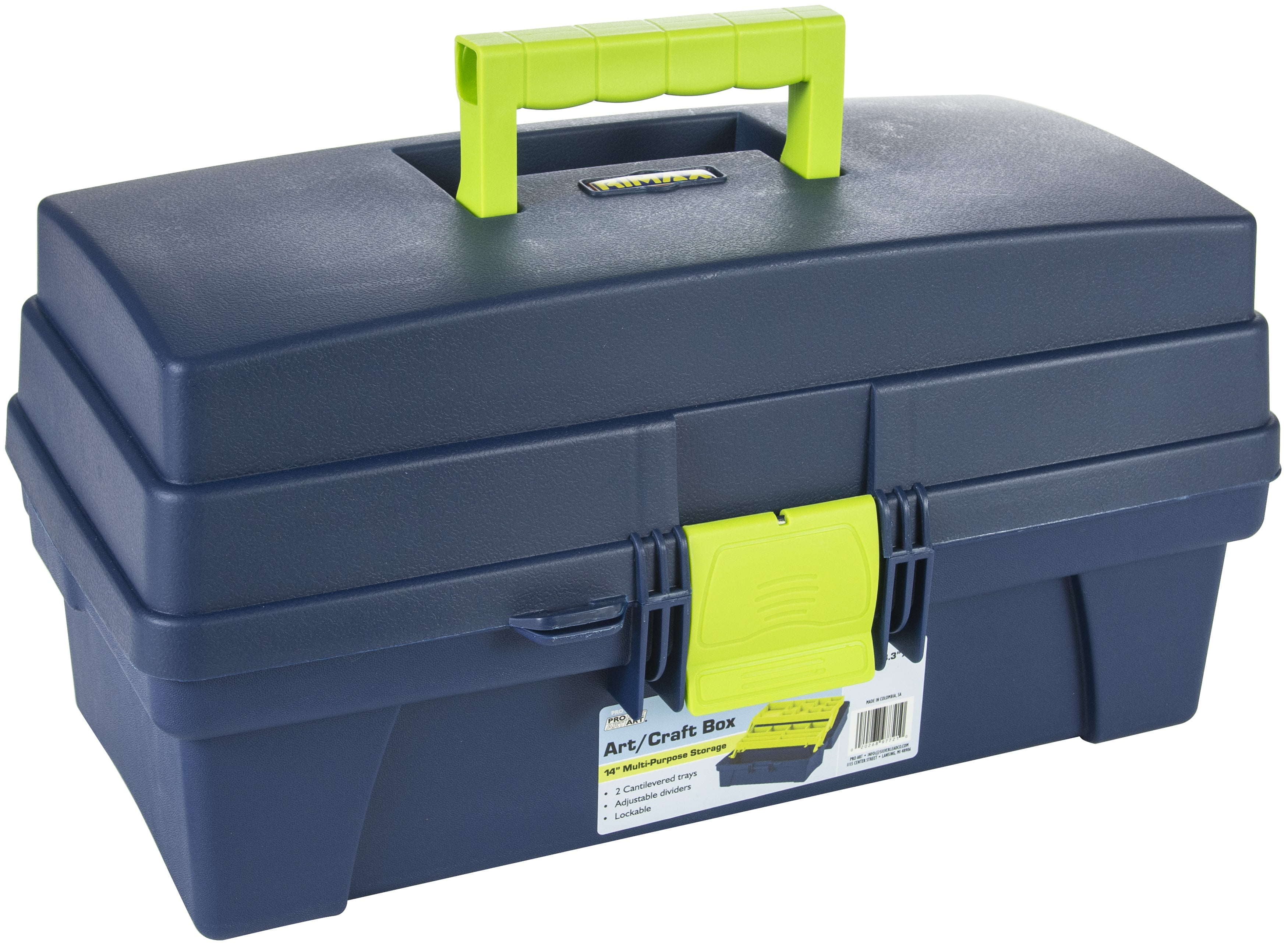 Pro-Art Storage Box With 2 Cantilevered Trays-14.2"X8.3"X7.1" Blue ...