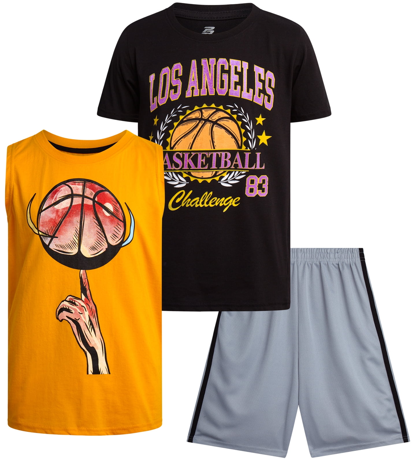 Pro Athlete Boys Active Shorts Set - 3 Piece Tank Top, T-Shirt and ...