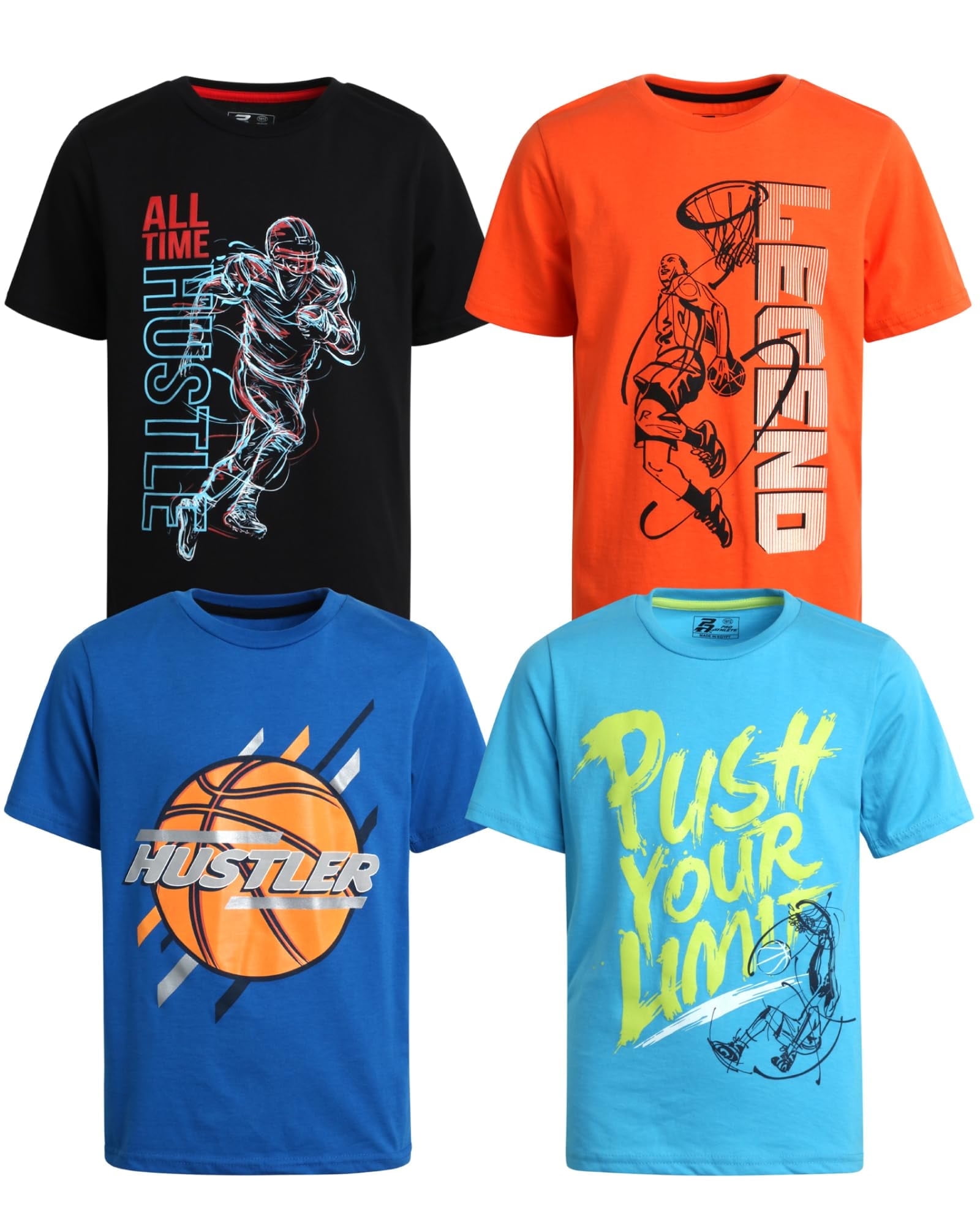 Pro Athlete Boys T Shirts 4 Pack Performance Crewneck Short Sleeve ...