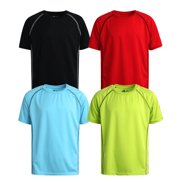 Pro Athlete Boys’ T-Shirt - 4 Pack Dry Fit Performance Short Sleeve ...