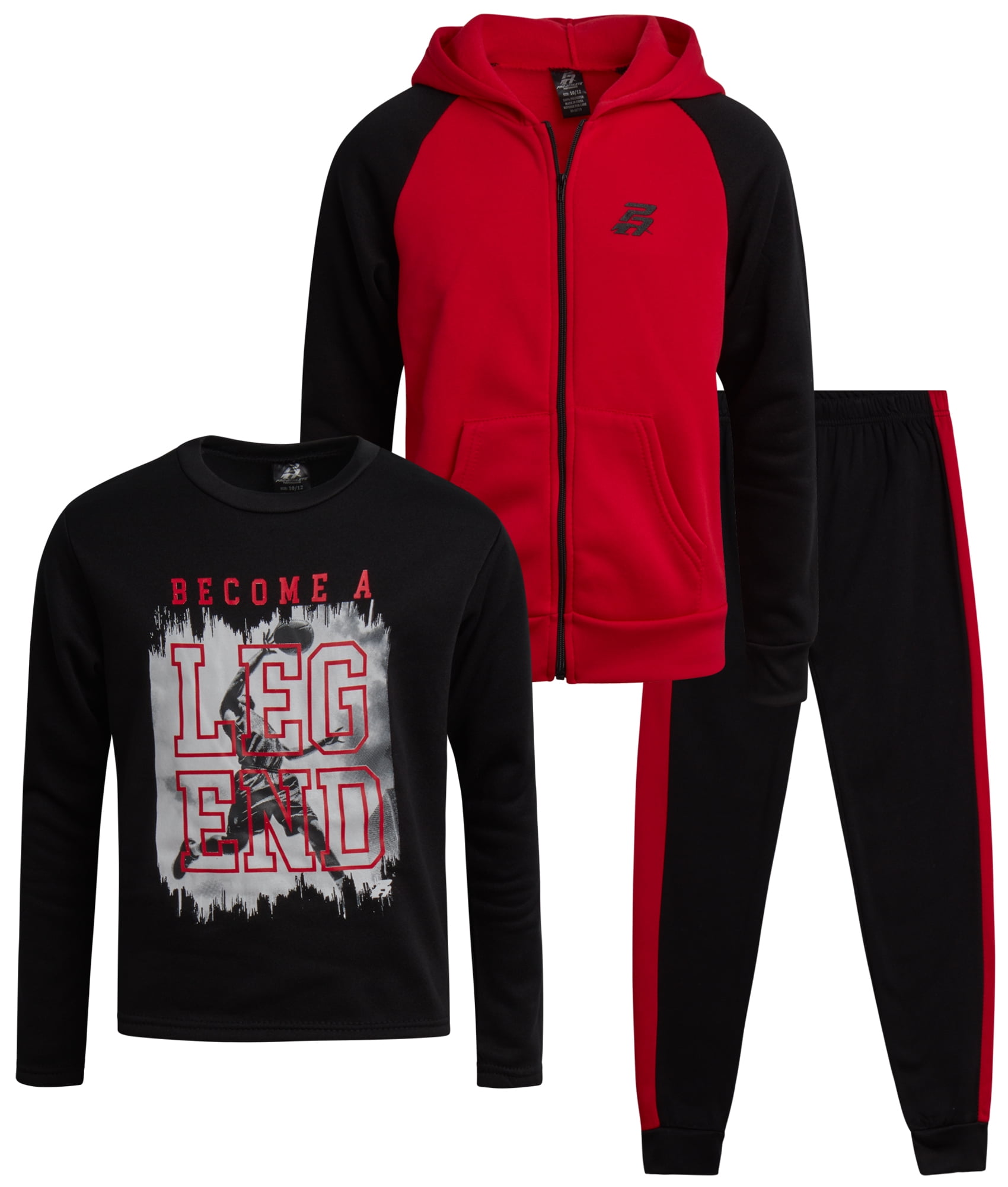 Pro Athlete Boys' Jogger Set - 3 Piece Fleece Sweatsuit Kids Clothing ...