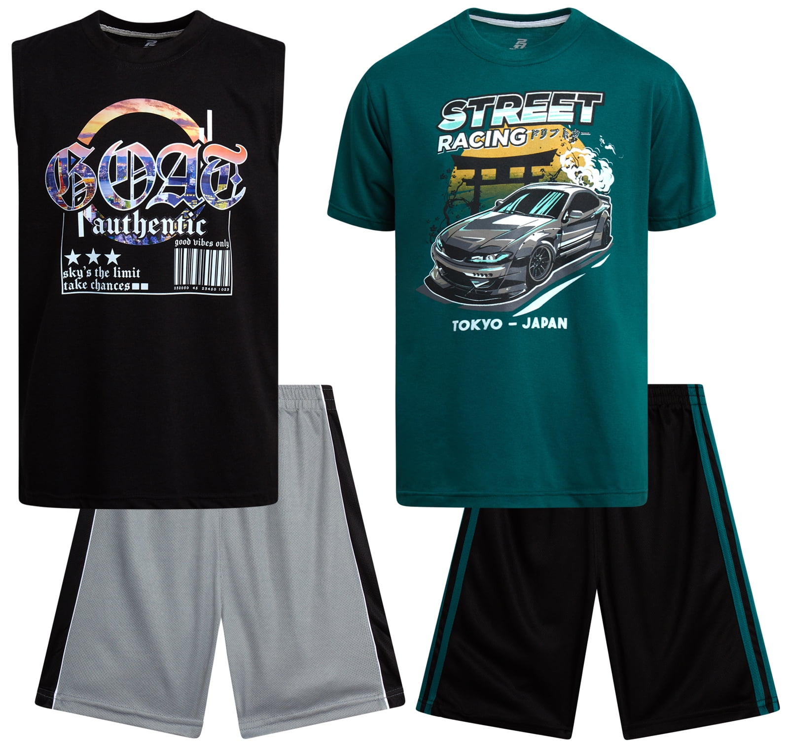 Pro Athlete Boys Short Sets - 4 Piece Graphic Tees and Tank Tops with ...