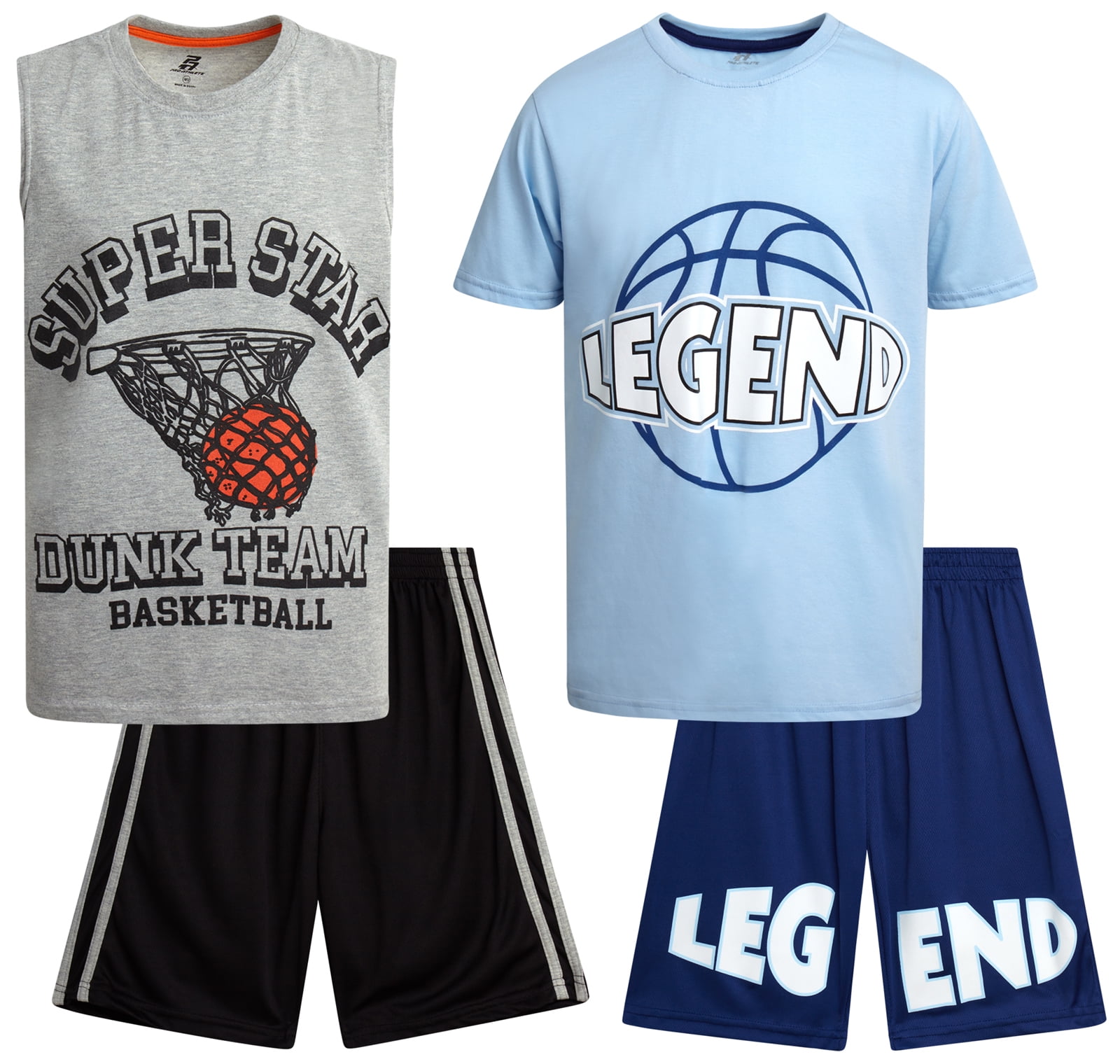 Pro Athlete Boys Short Sets - 4 Piece Graphic Tees and Tank Tops with ...