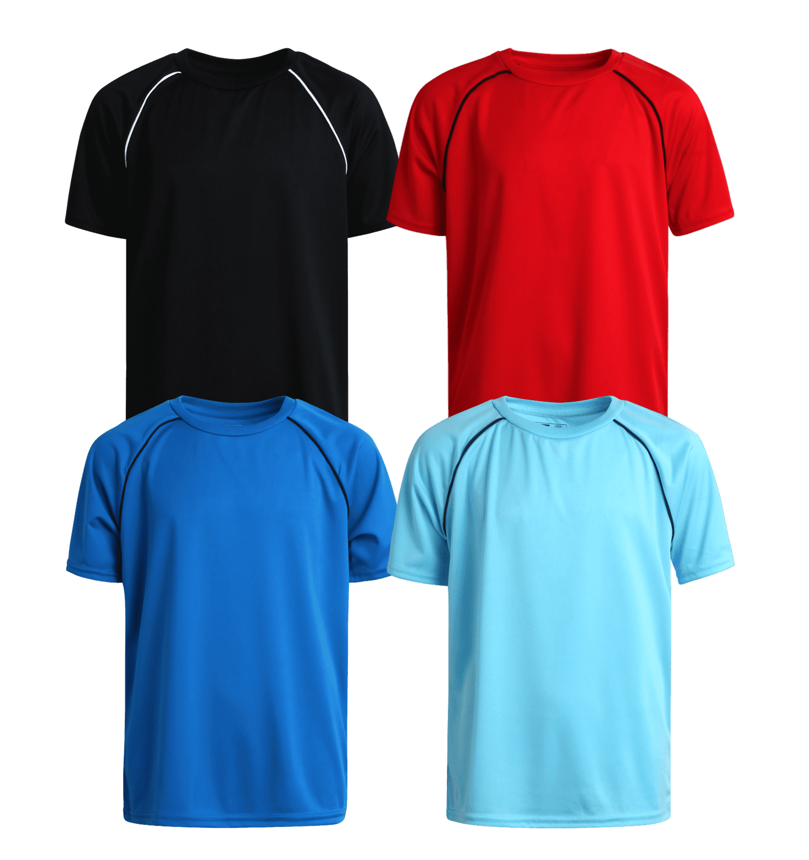 Pro Athlete Boys’ T-Shirt - 4 Pack Dry Fit Performance Short Sleeve ...